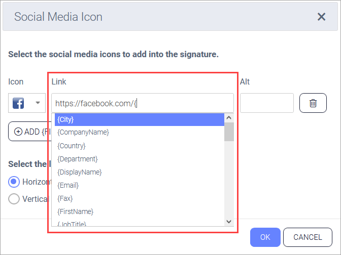 Working with the Social Media Icon signature element – Exclaimer Knowledge Base